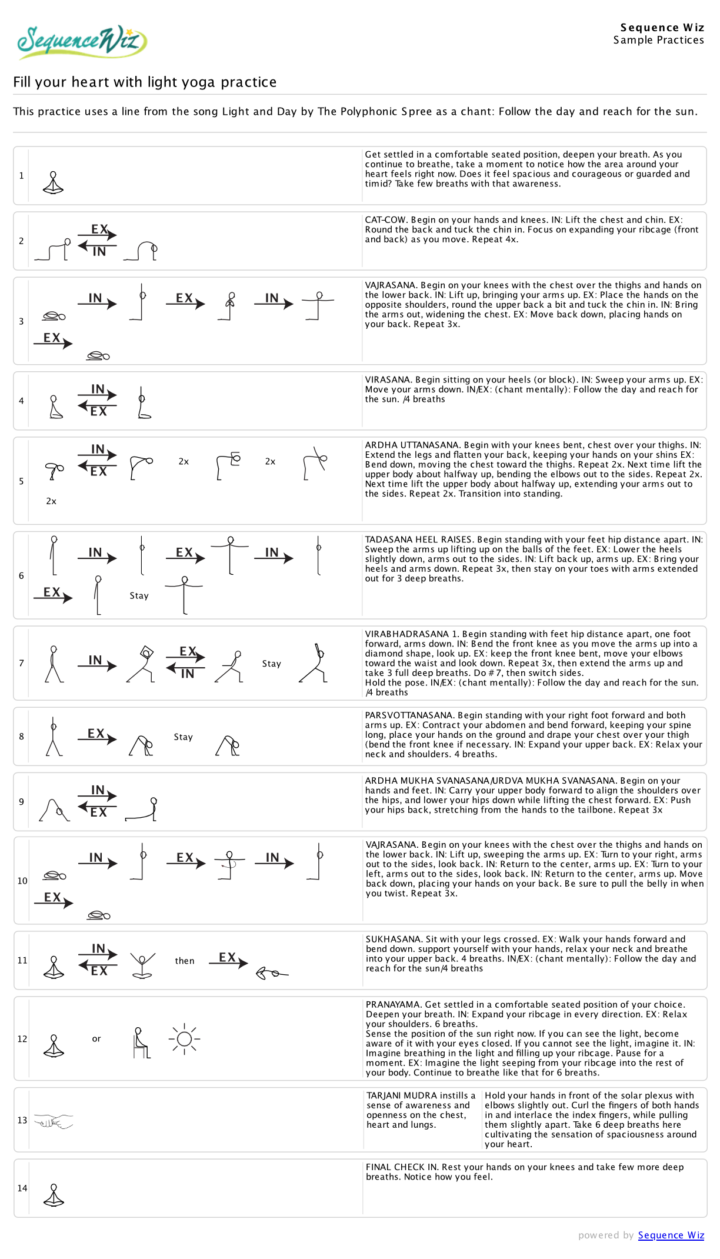 Fill your heart with light yoga practice - Sequence Wiz