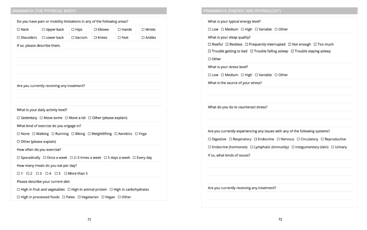 Yoga Student Profile: Workbook - Sequence Wiz